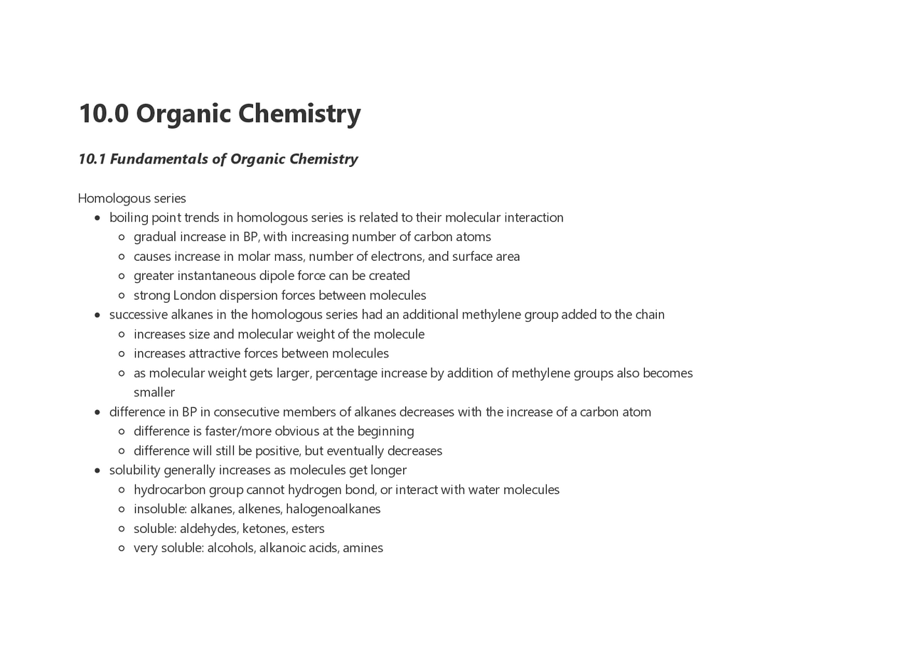 IB Chemistry SHL Unit 10 (Organic Chemistry) Detailed Study Notes with ...