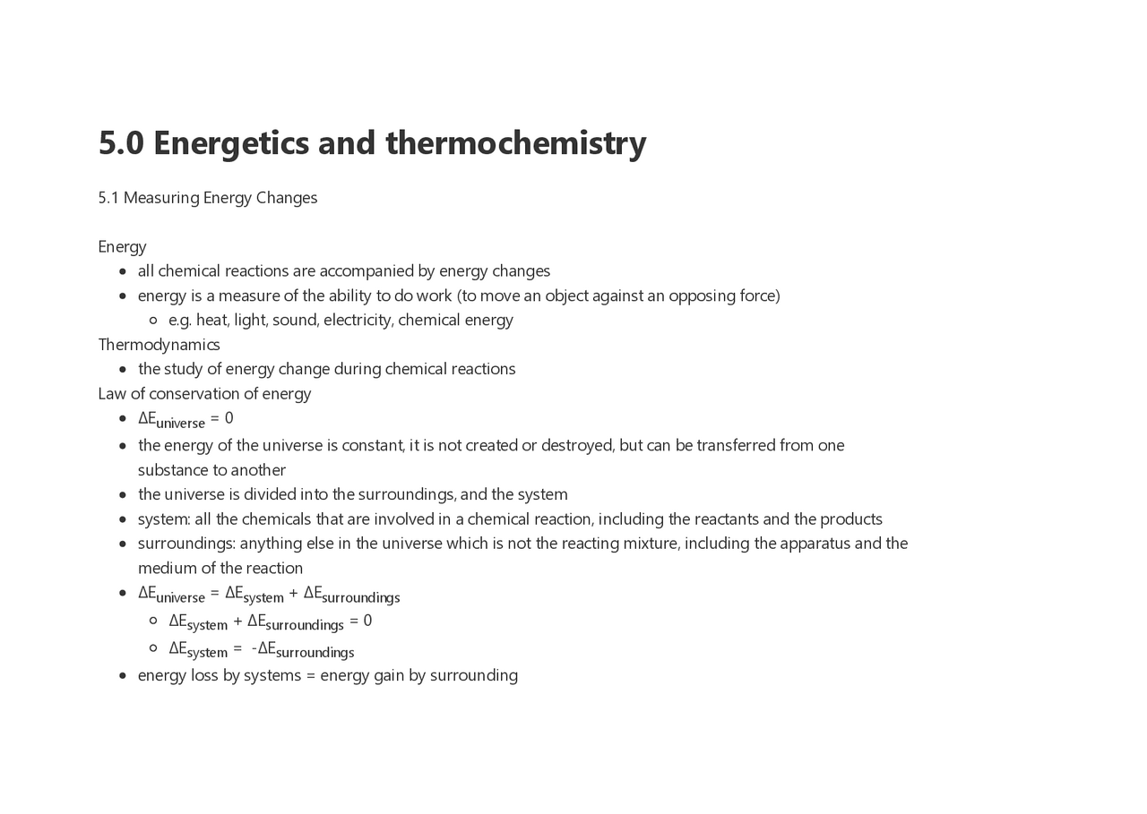 IB Chemistry Unit 5 (Energetics and thermochemistry) Detailed Study ...