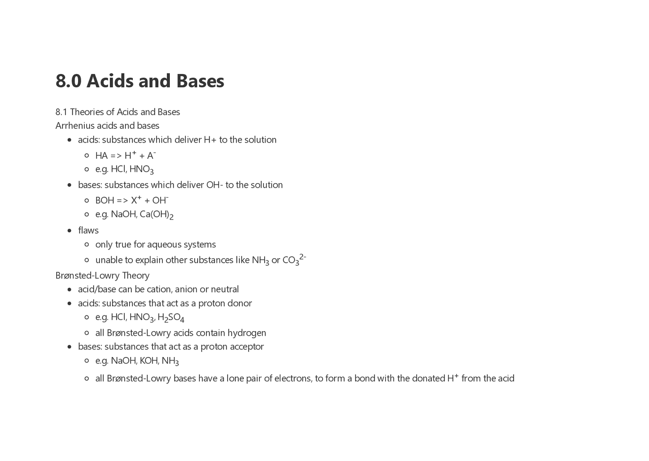 IB Chemistry SHL Unit 8 (Acids and bases) Detailed Study Notes with ...