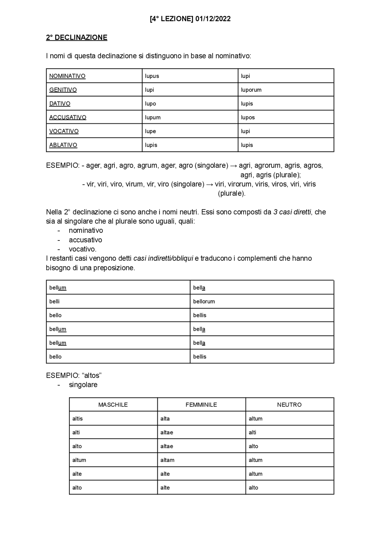 2^ declinazione - LATINO | Schemi e mappe concettuali di Lingua Latina ...