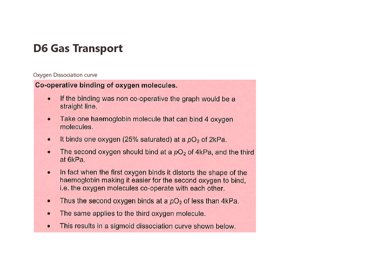 IB Biology AHL Option D - D6 (Gas Transport) Study Notes | Study notes ...
