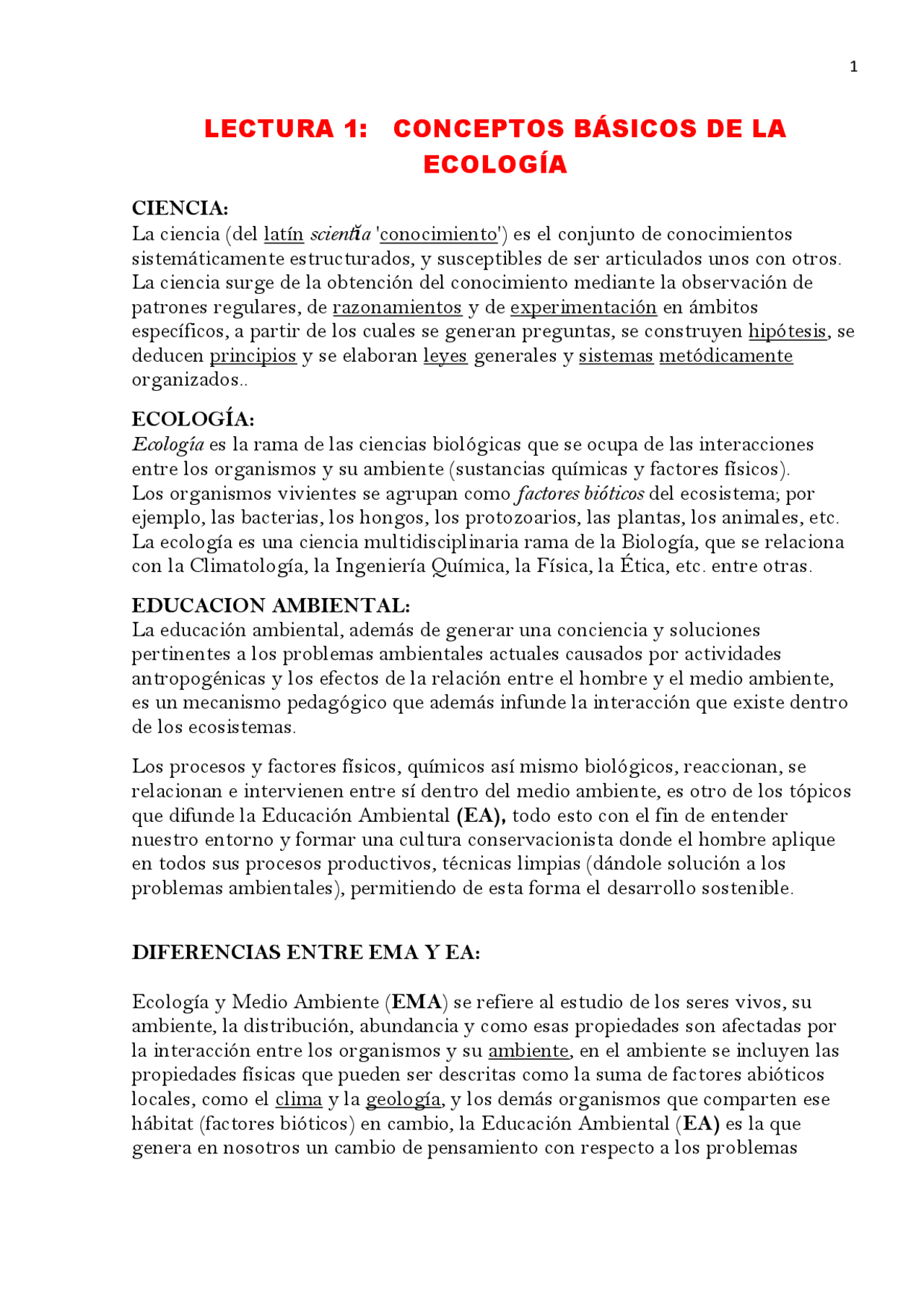 Introducción a la Ecología: Conceptos Básicos y Ramas de Estudio - Prof. Nuñez | Esquemas y ...