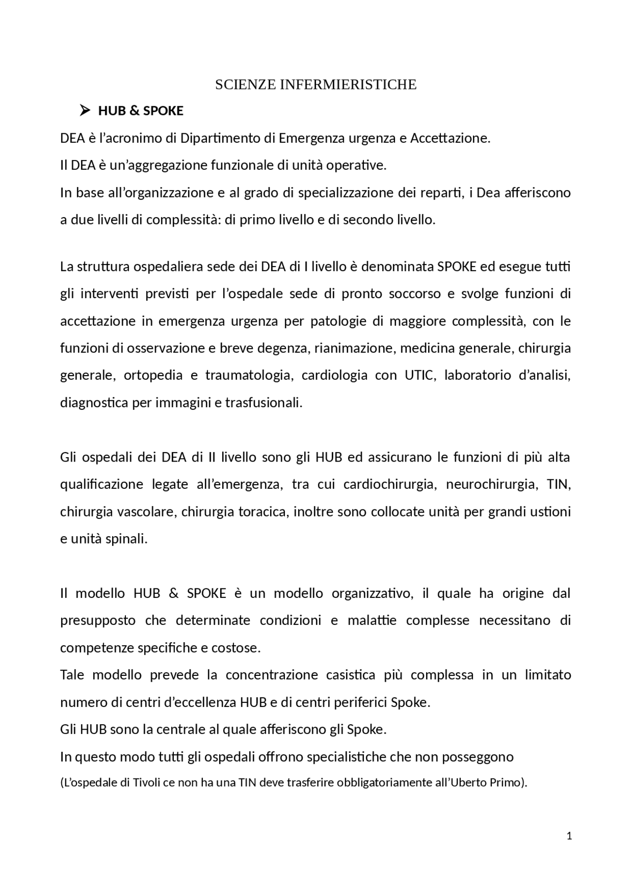 SCIENZE INFERMIERISTICHE (rete di emergenza) | Appunti di Scienze Infermieristiche | Docsity