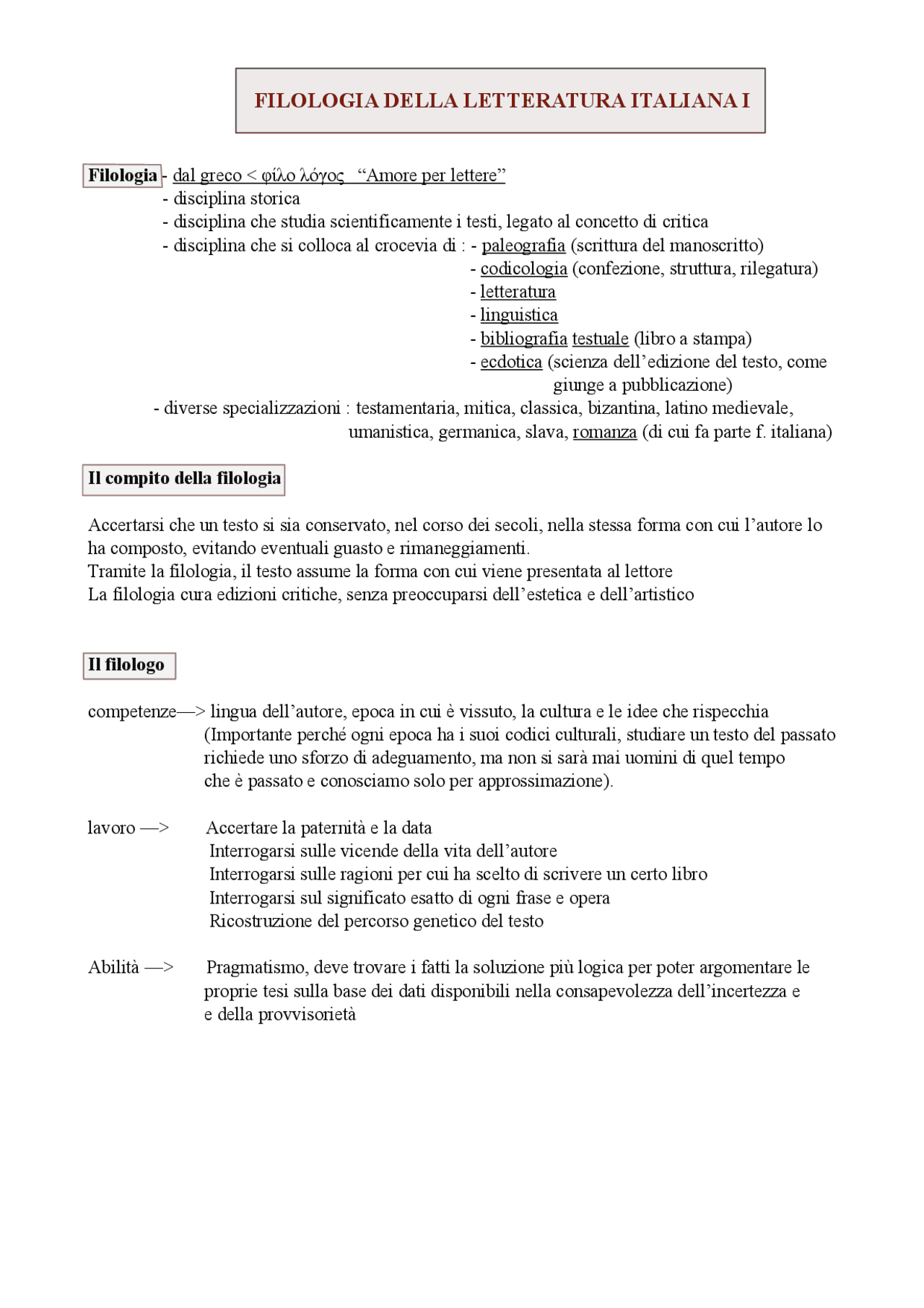 Filologia italiana e riassunto manuale Stoppelli | Schemi e mappe ...