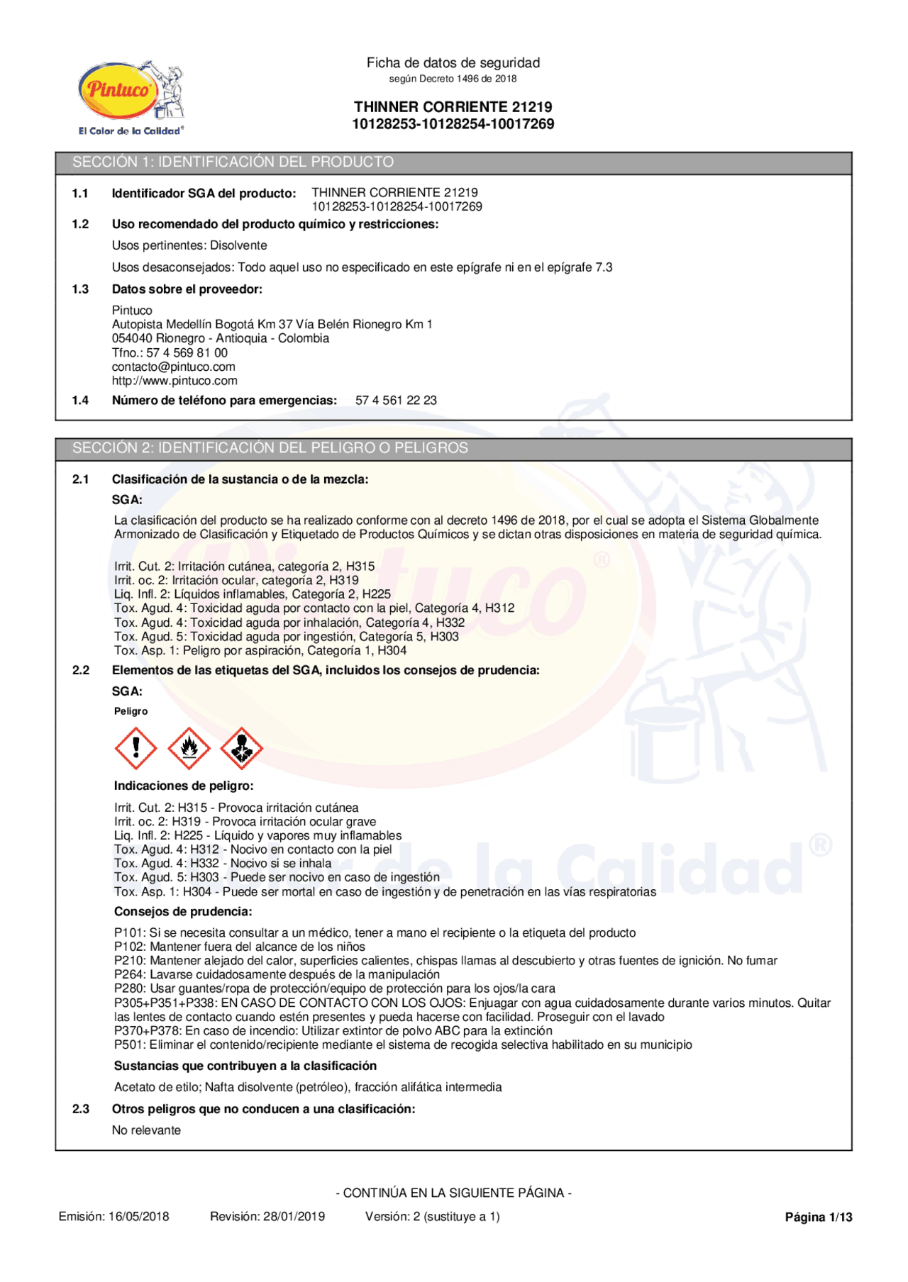 Hoja de seguridad thinner | Guías, Proyectos, Investigaciones de ...