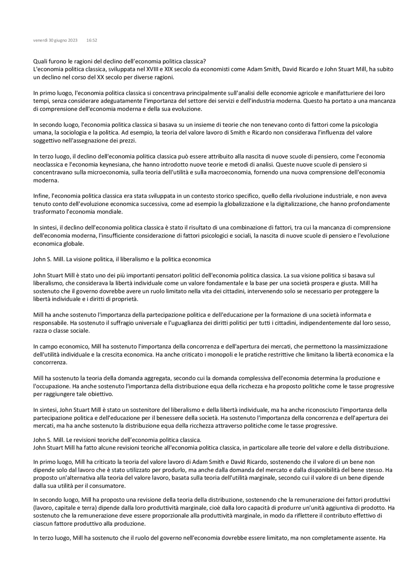 Domande secondo modulo storia del pensiero economico | Schemi e mappe concettuali di Storia Del ...