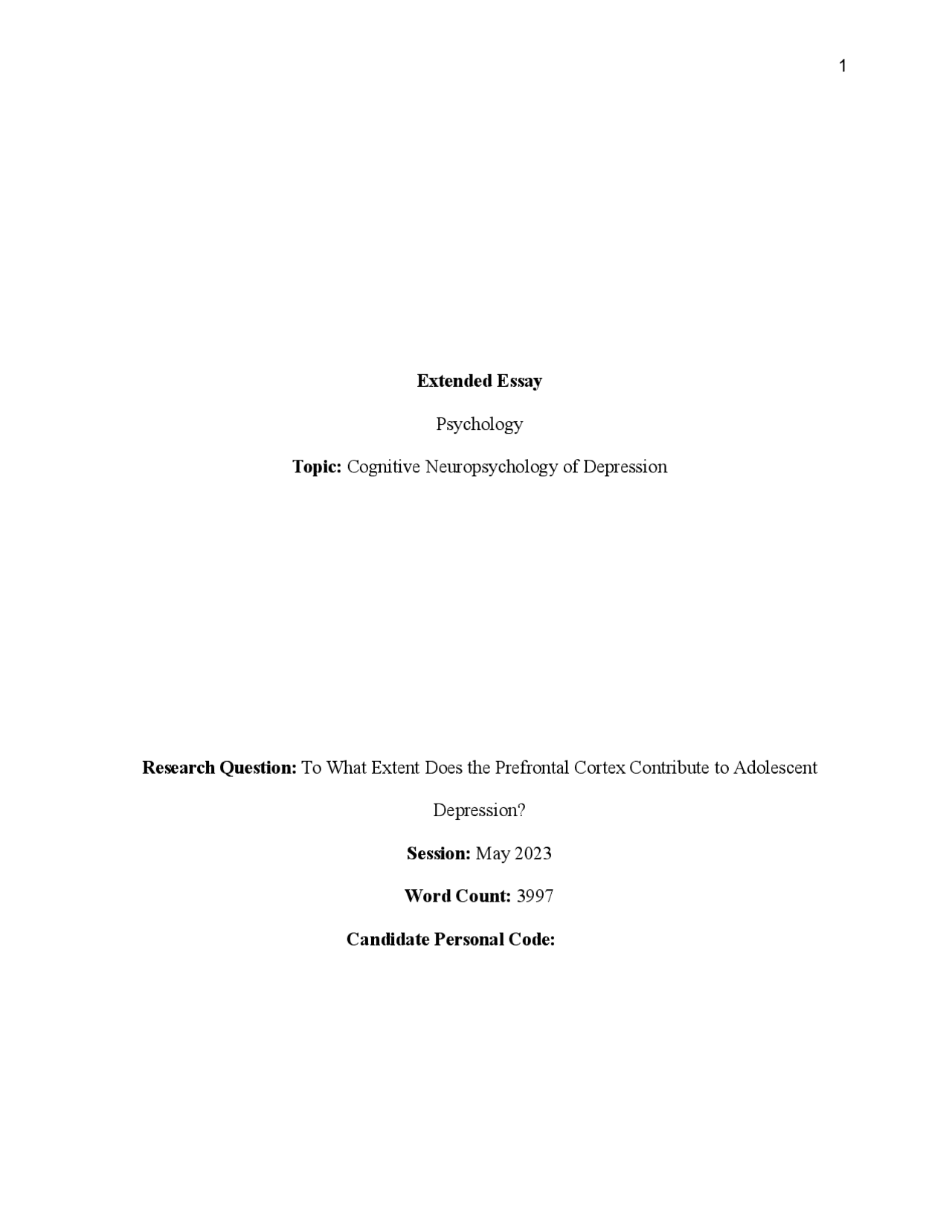 Psychology extended essay examplar | Study Guides, Projects, Research ...