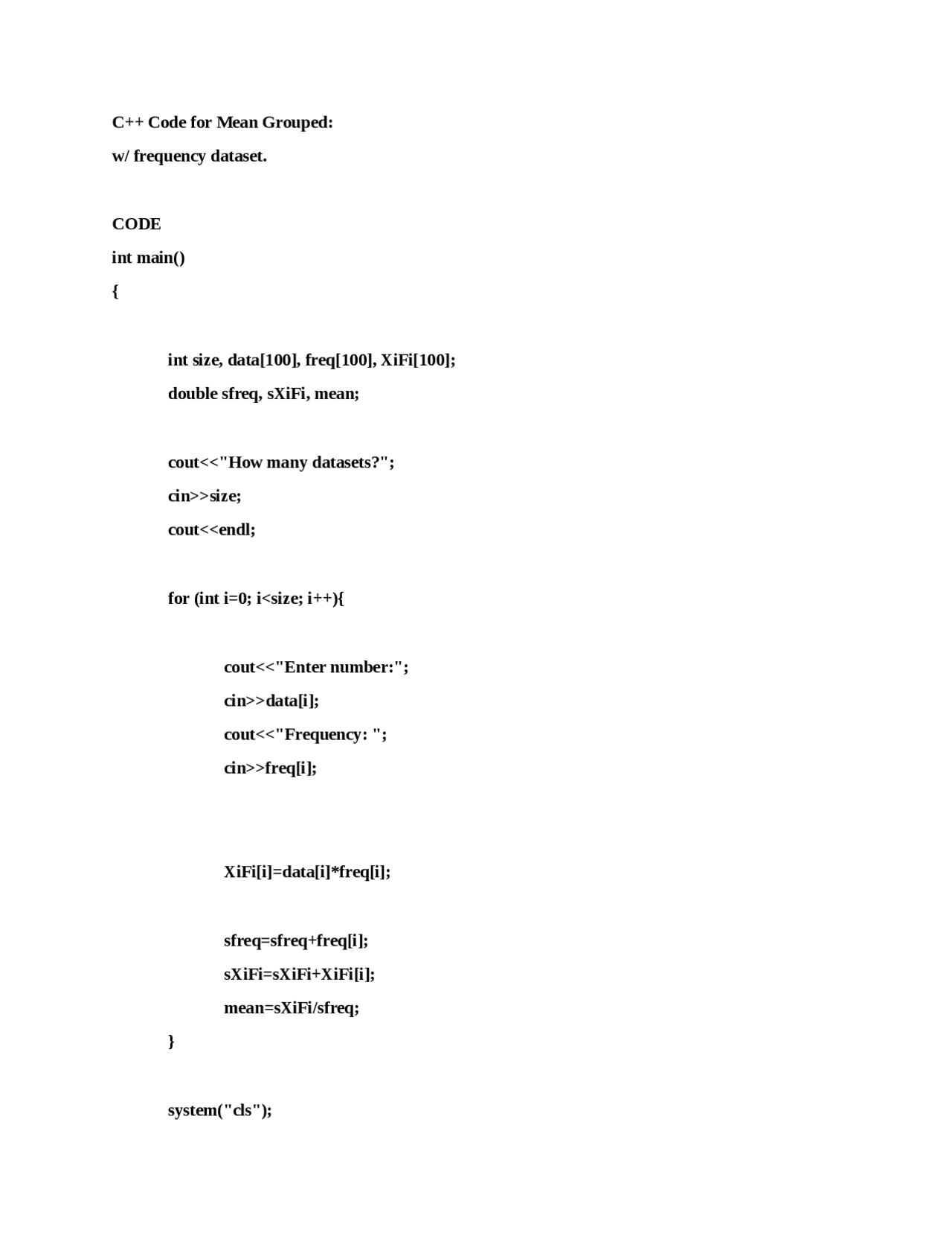 C Mean Grouped Code Lab Reports Computer Programming Docsity