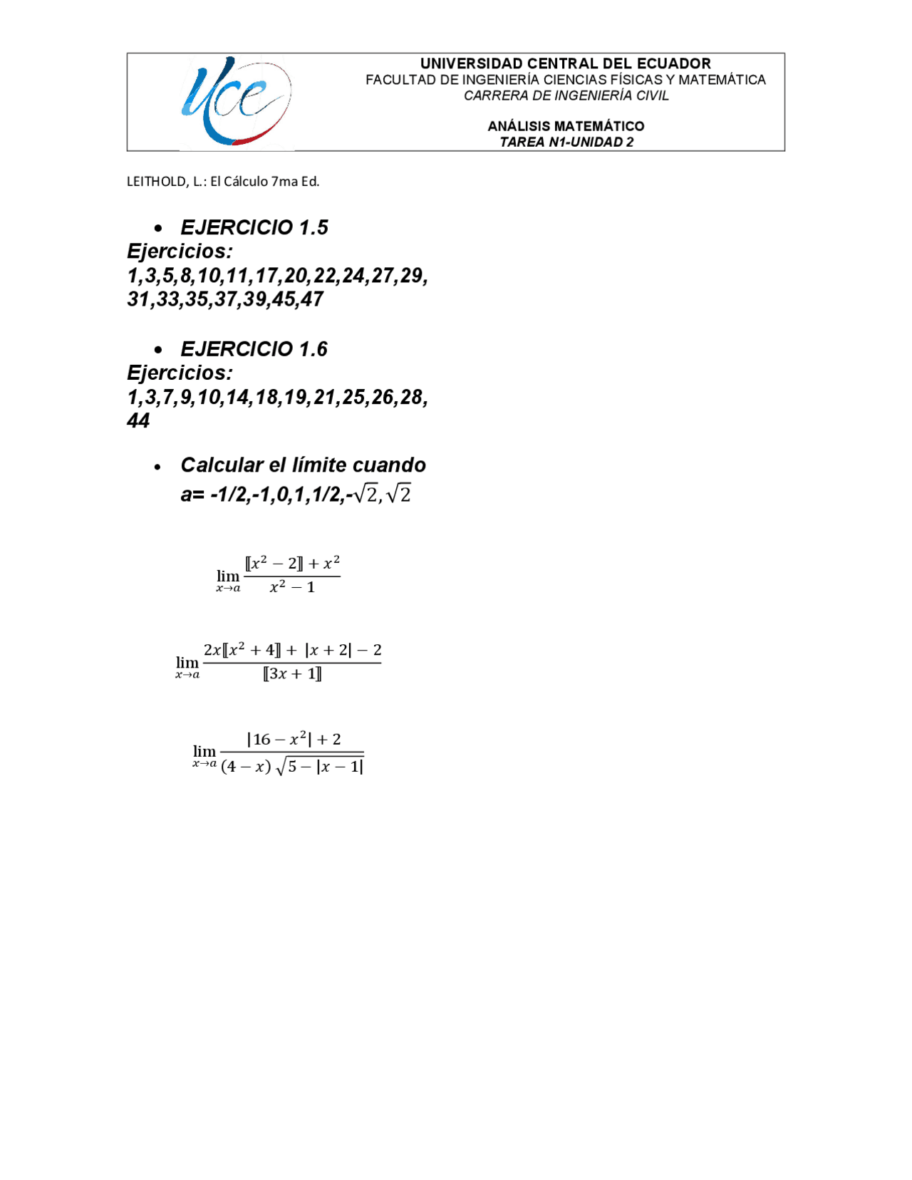 Calculo resolucion de ejercicios | Ejercicios de Matemáticas Aplicadas | Docsity