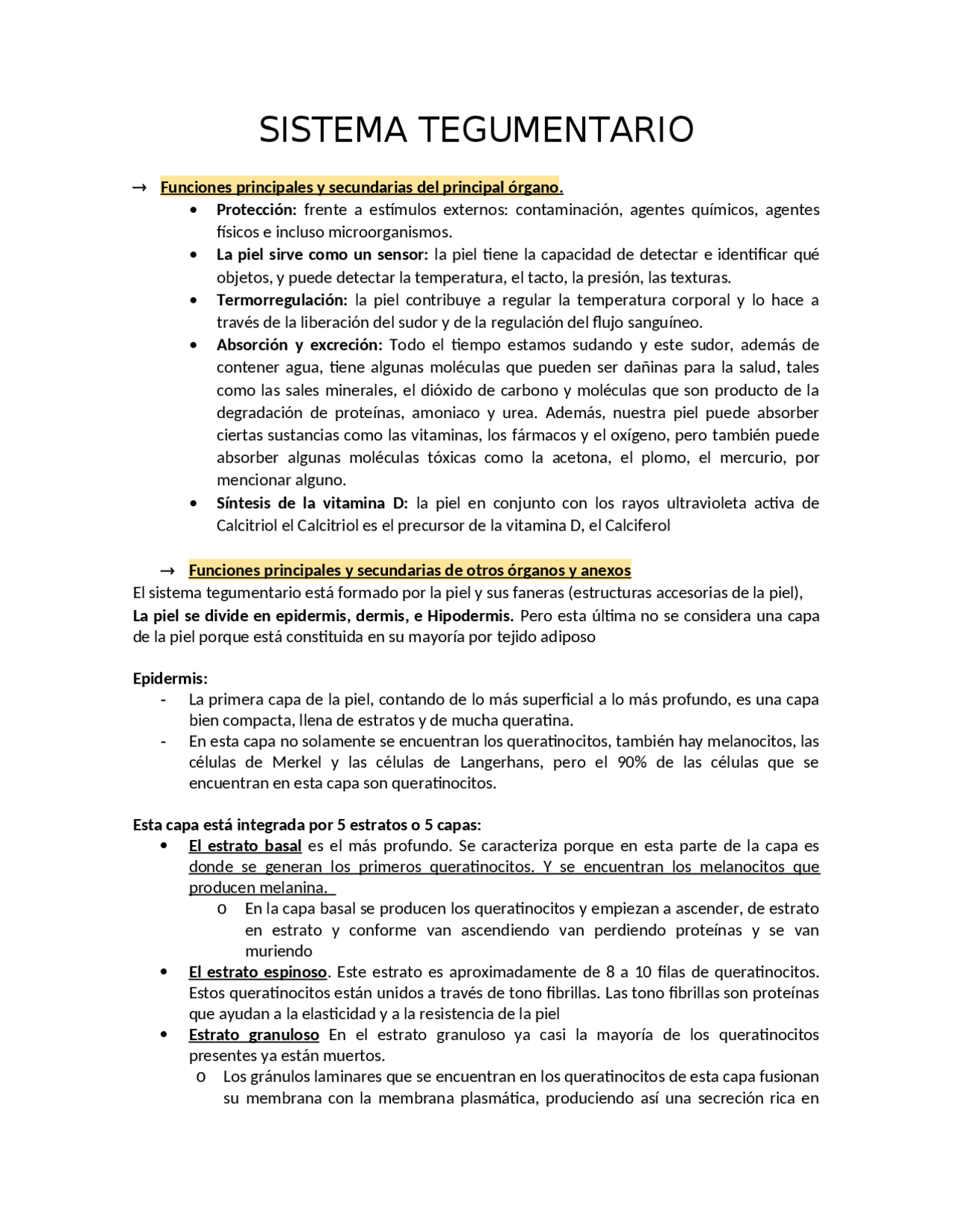 Sistema Tegumentario Apuntes De Anatomía Docsity