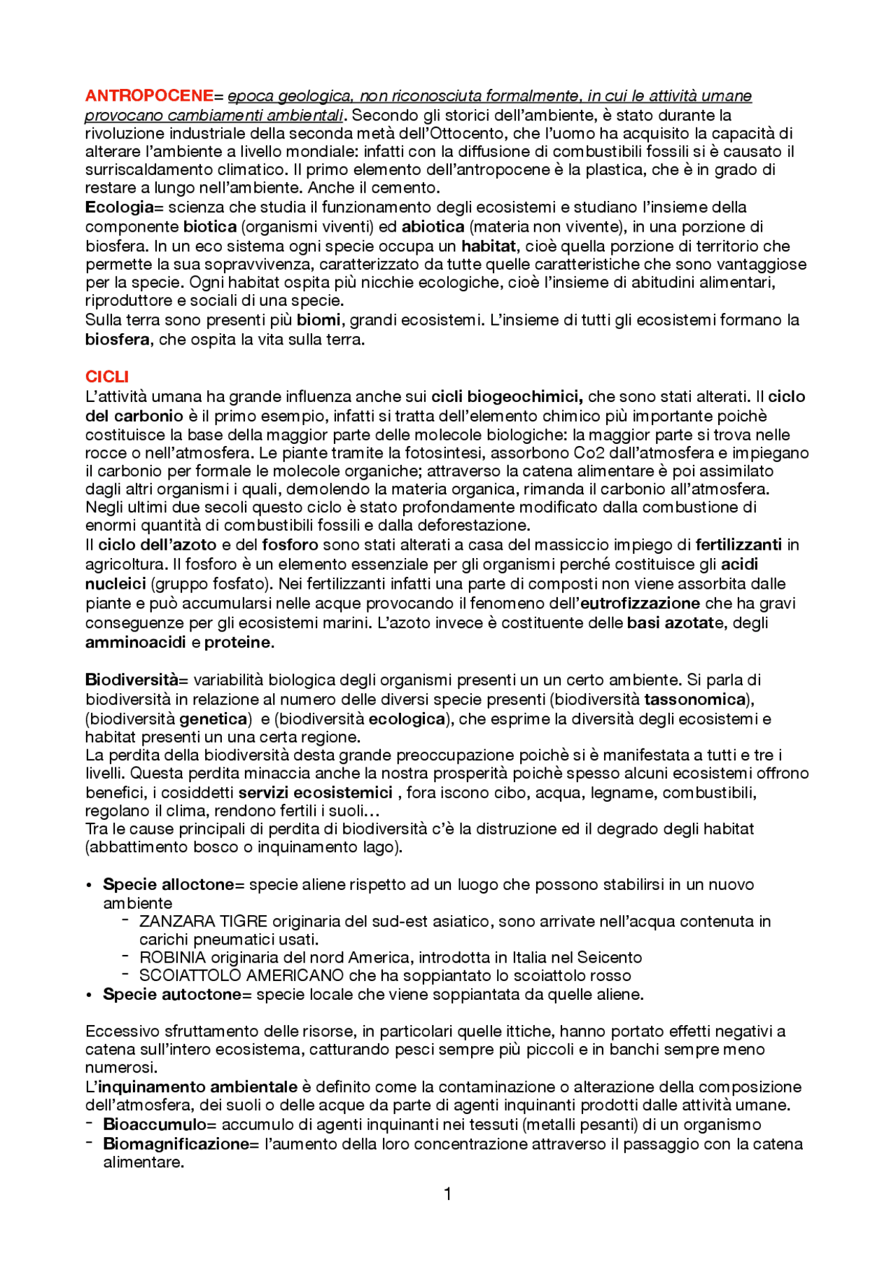 Modulo Di Ecologia E Ambiente Schemi E Mappe Concettuali Di Scienze