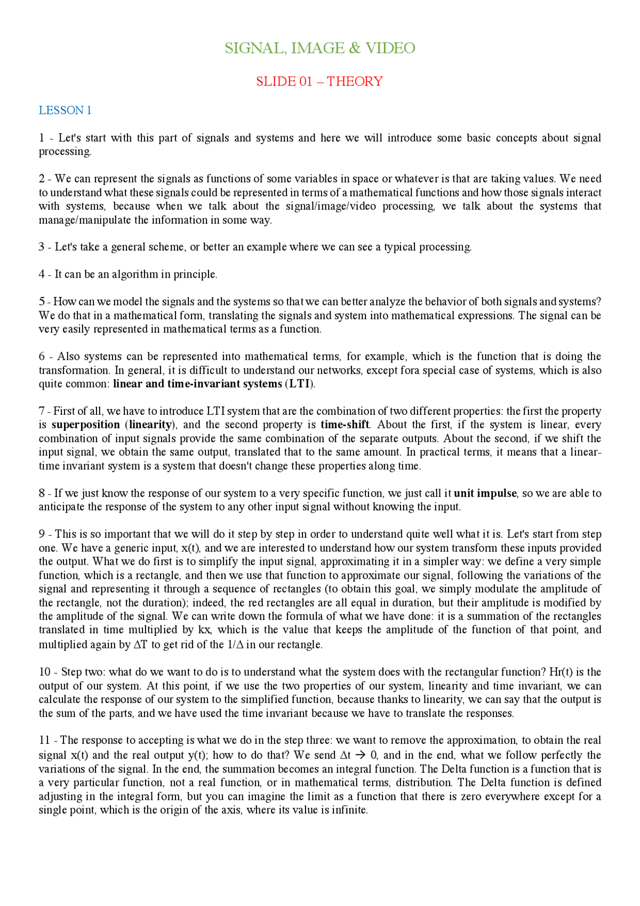 Signal, Image and Video - Artificial Intelligence Systems | Sbobinature ...