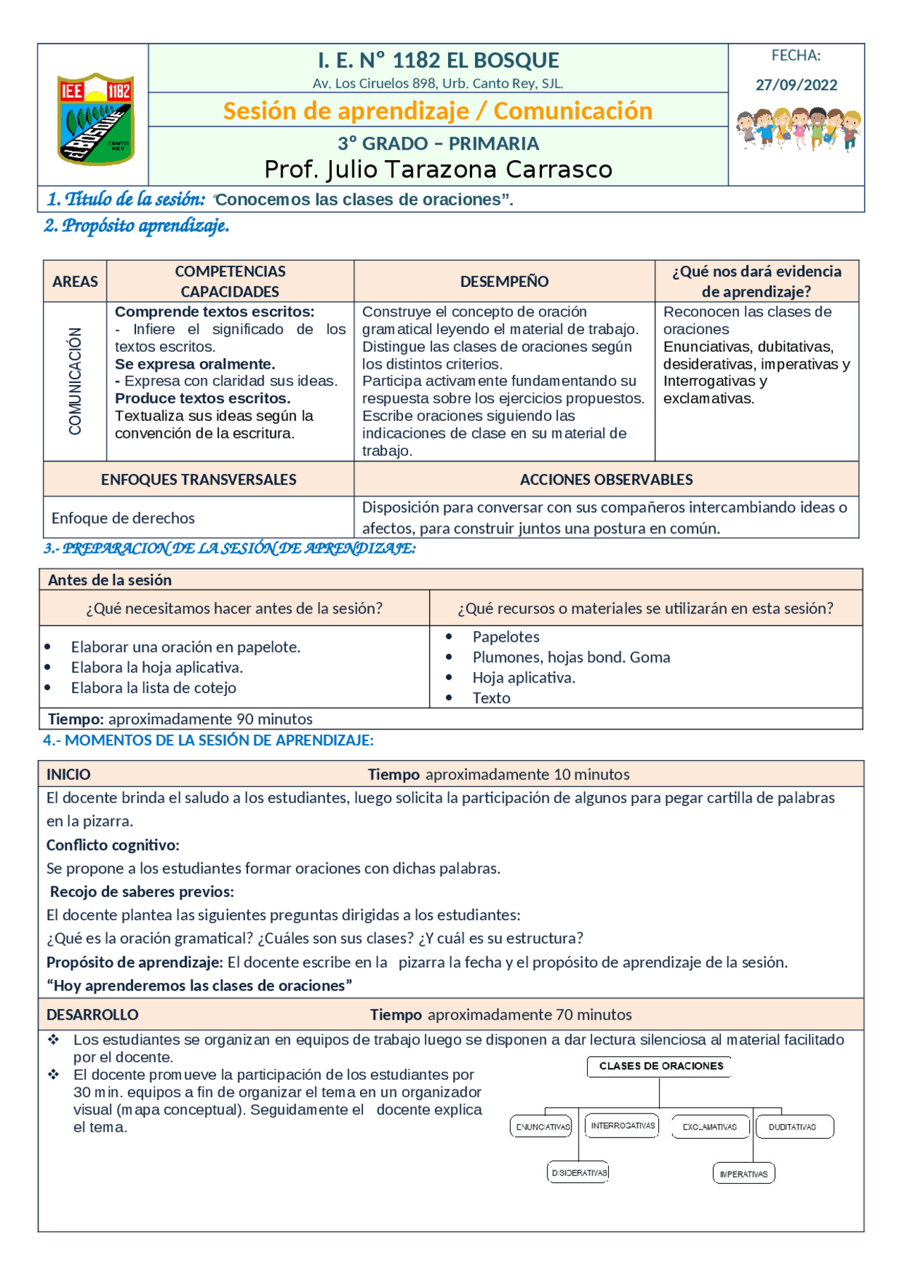 Hojas De Trabajo De Estructura De Oraciones De Tercer Grado