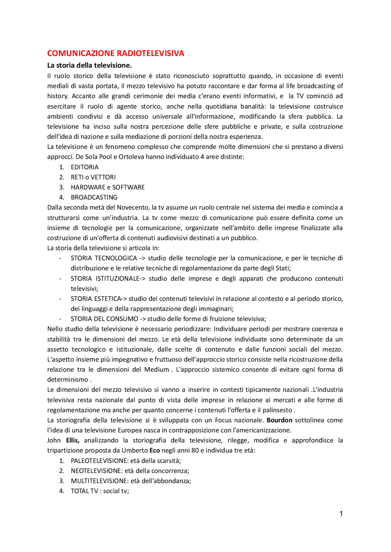 Teorie E Tecniche Della Comunicazione Radiotelevisiva Appunti