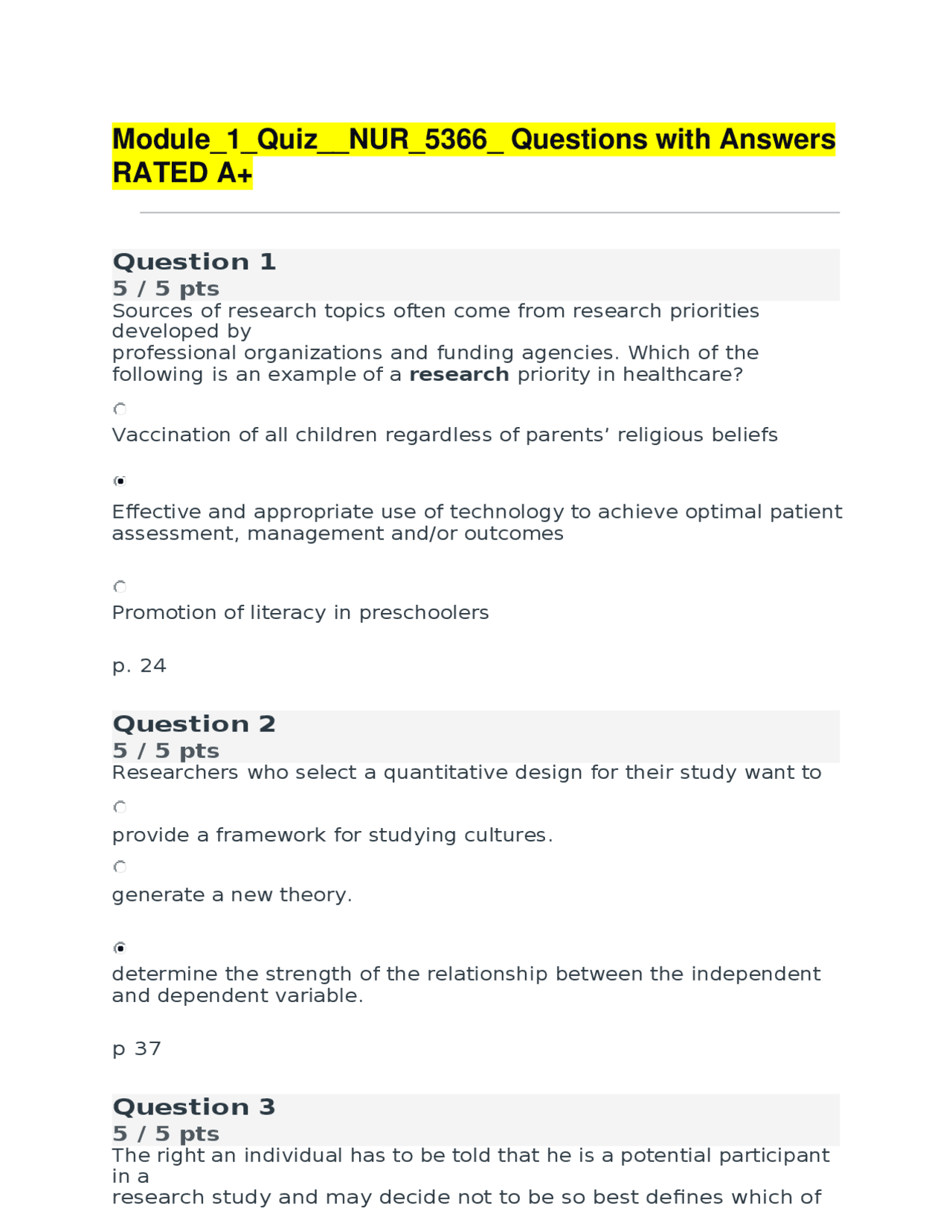 Module1quiznur5366 Questions With Answers Rated A Exams