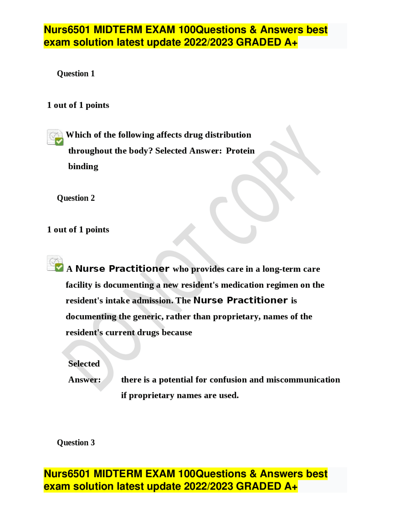 Nurs6501 MIDTERM EXAM 100Questions & Answers best exam solution latest ...