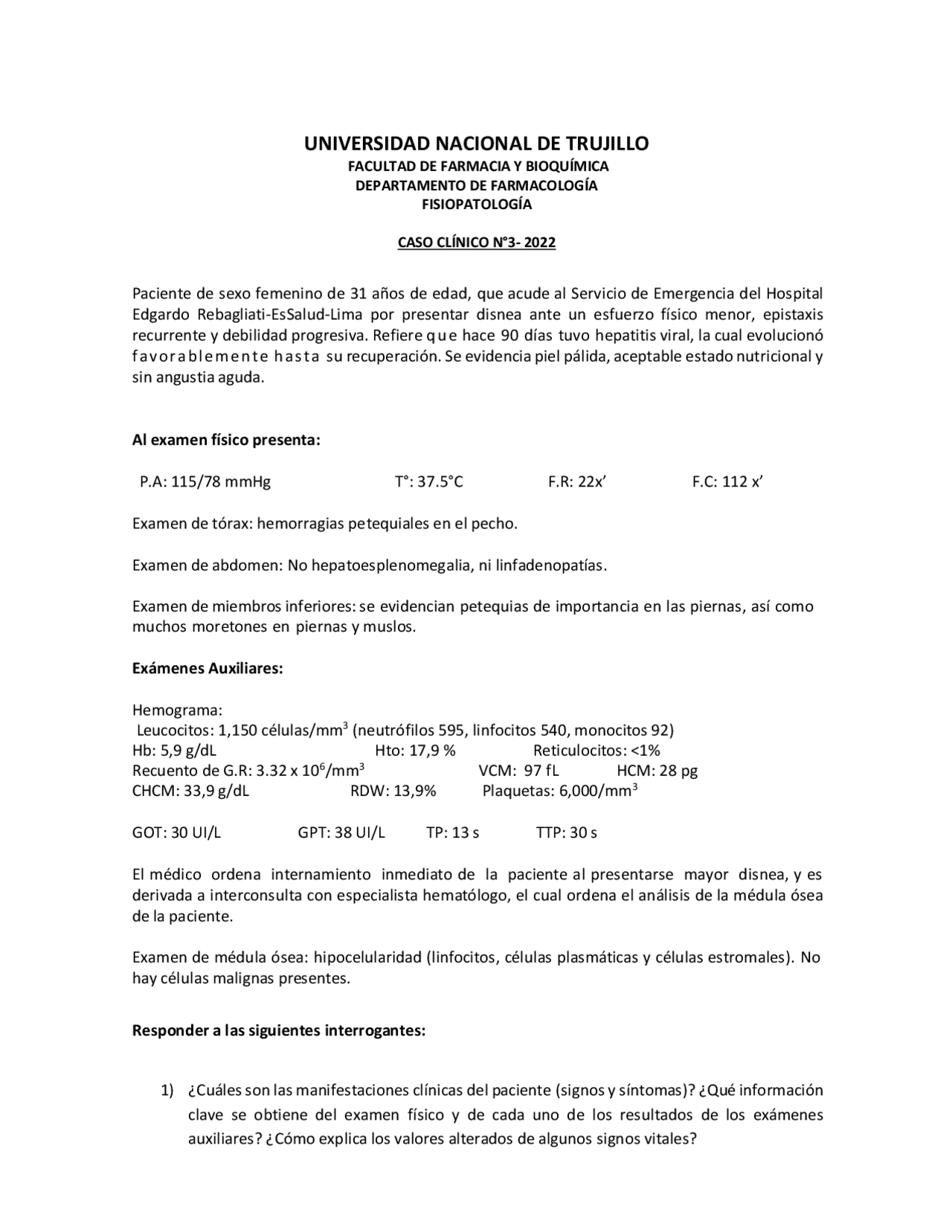 Elaboración De Casos Clínicos Ejercicios De Farmacia Docsity
