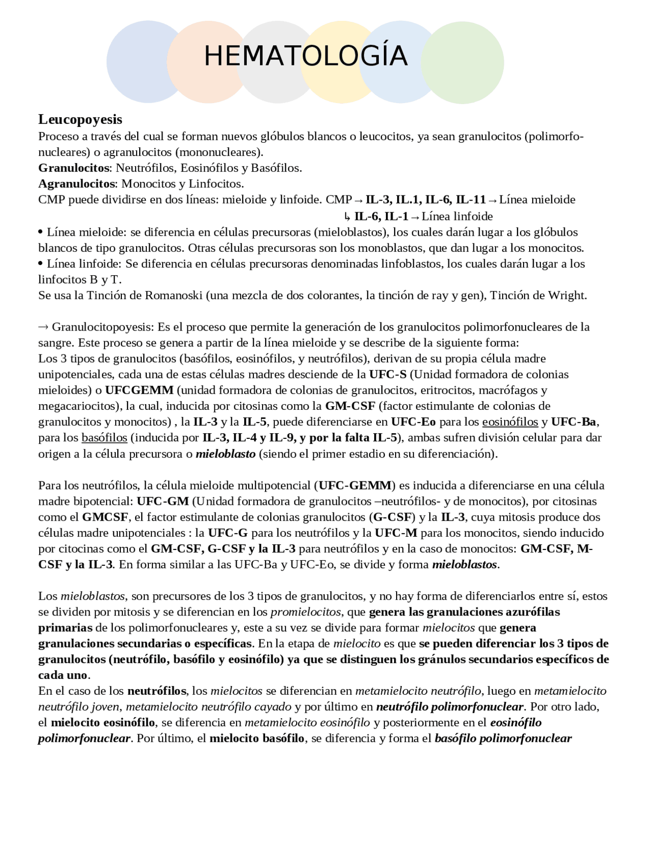 Apuntes De Hematología Apuntes De Hematología Docsity