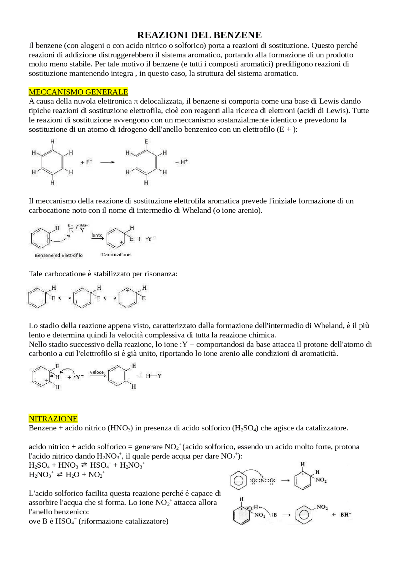 Reazioni del benzene schema completo | Schemi e mappe concettuali di ...