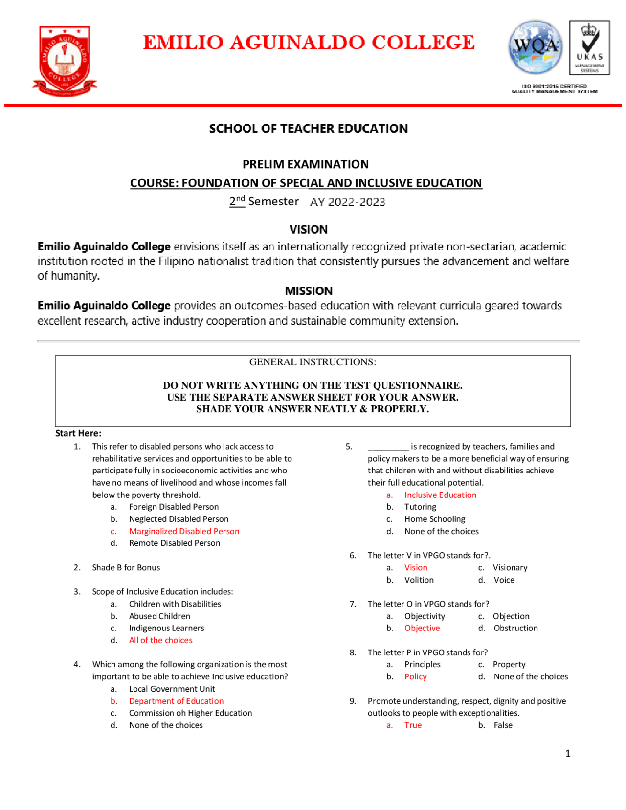 prelim_exam_foundation_of_special_and_inclusive_education | Exams ...
