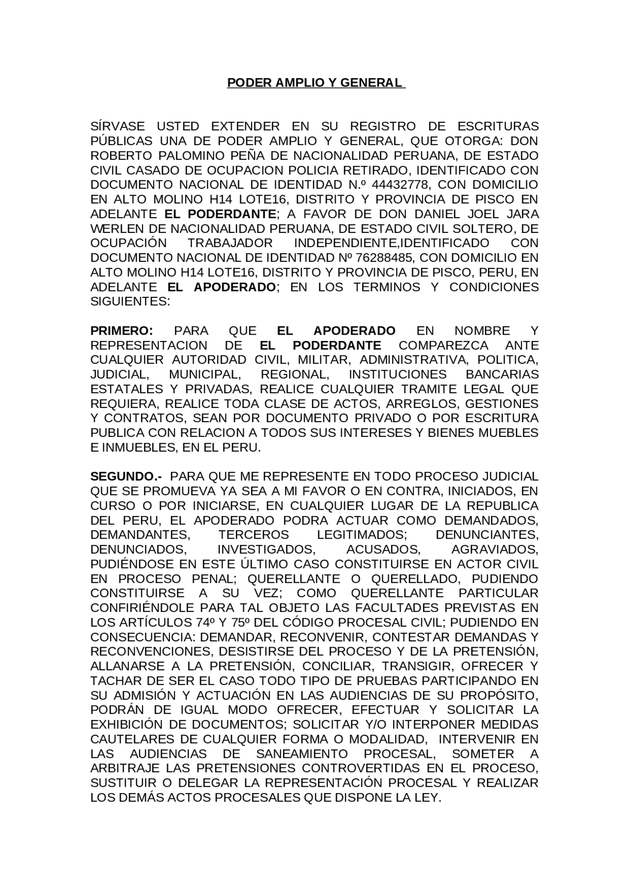 Poder amplio y general | Apuntes de Derecho Cambiario | Docsity