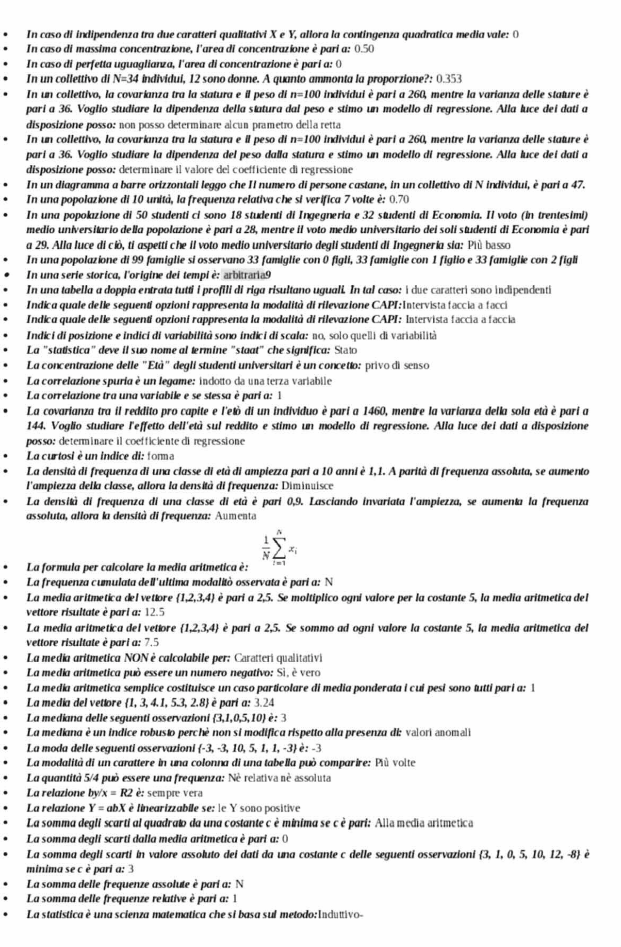 Statistica Mercatorum L36 Prove Desame Di Statistica Docsity