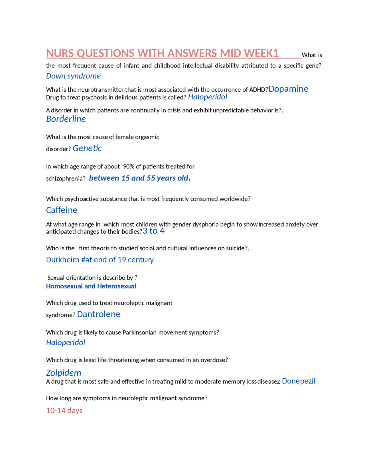 Nursing Questions And Answers Exams Nursing Docsity