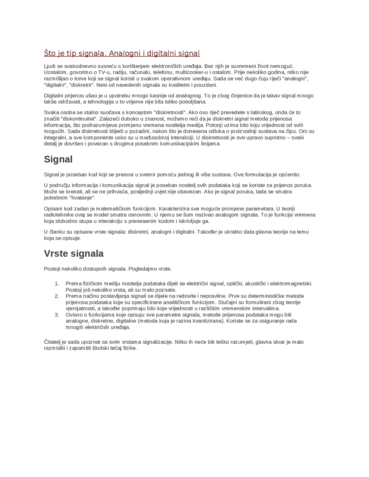 Vrste i karakteristike signala | Beleške' predlog Telekomunikacione ...