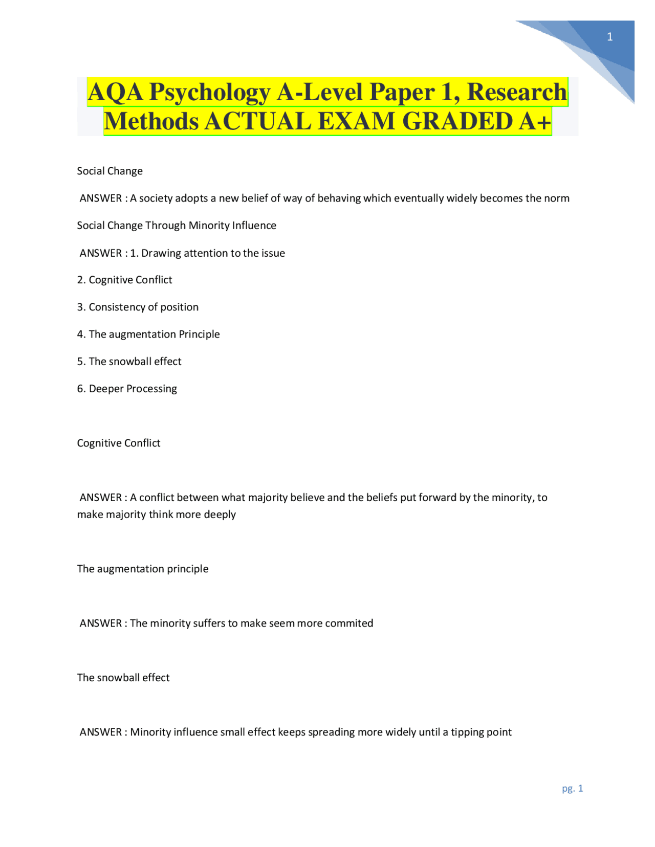 AQA Psychology A-Level Paper 2 (EXAM) ELABORATION Q&A UPDATED VERSION ...