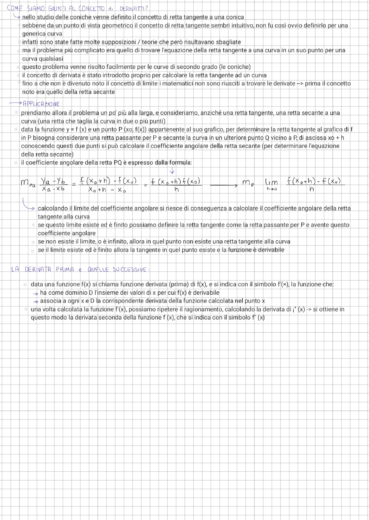 Schemi Sulle Derivate Schemi E Mappe Concettuali Di Matematica Docsity