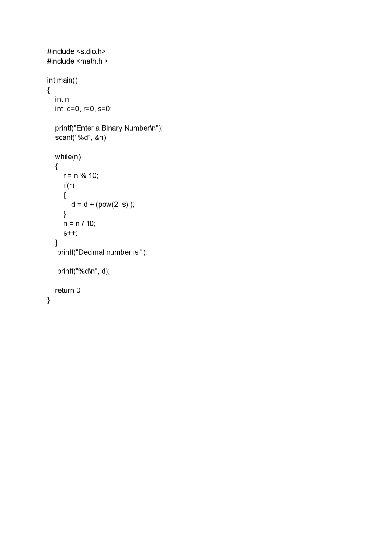 Binary to decimal conversion in programing language | Lecture notes ...