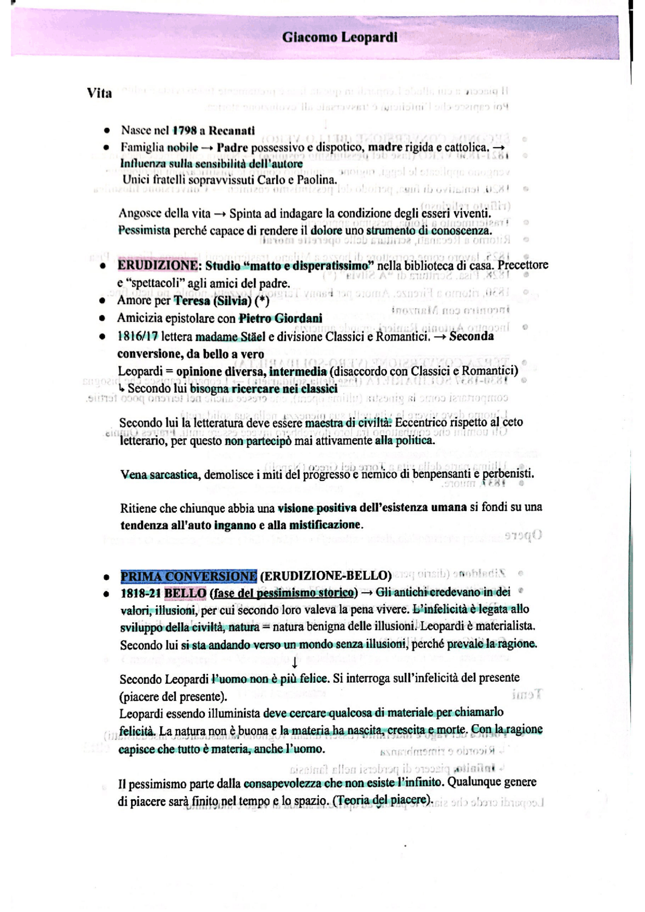 Schemi letteratura italiana 5 superiore | Schemi e mappe concettuali di Italiano | Docsity