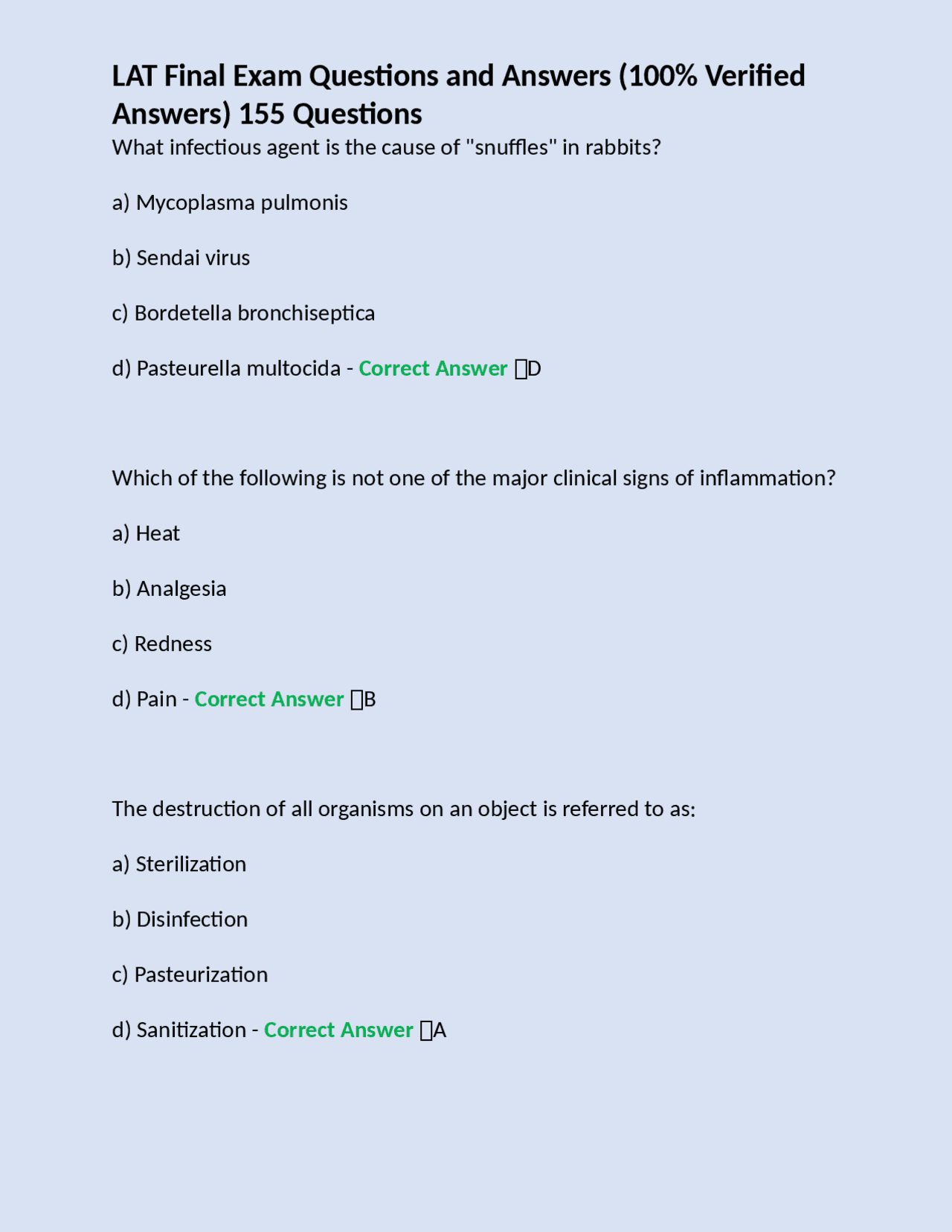 LAT Final Exam Questions and Answers (100% Verified Answers) 155 ...