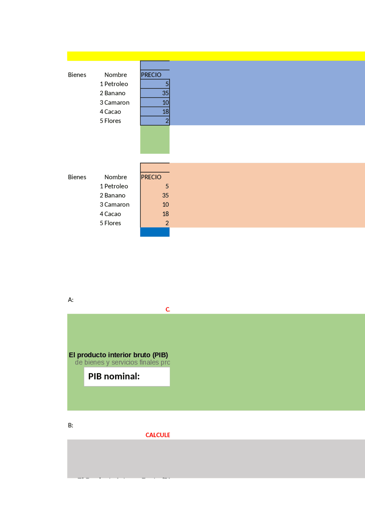 Trabajado en la tabla de excel con formulas aprendida en clases | Ejercicios de Economía | Docsity