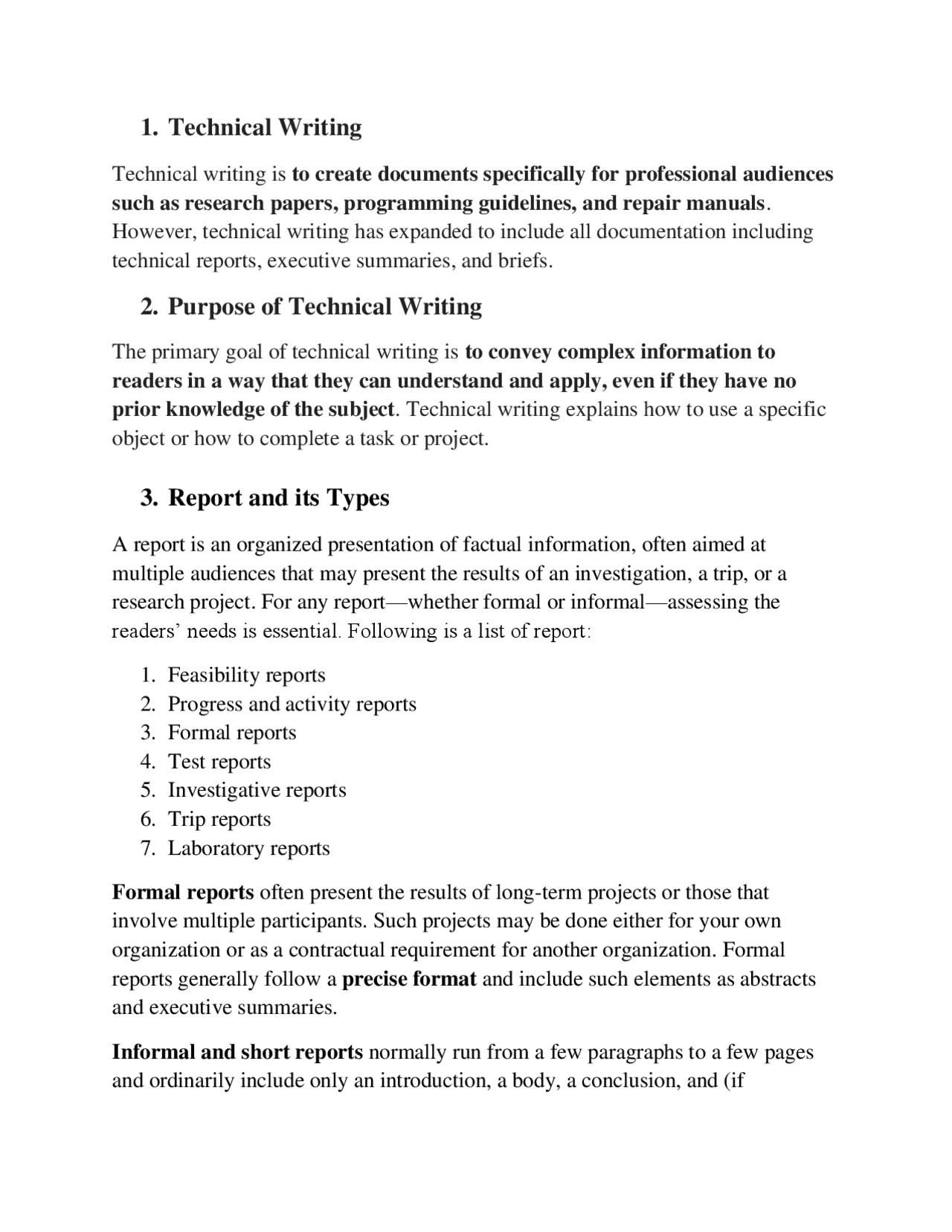 Reports and its Types | Schemes and Mind Maps Technical English | Docsity