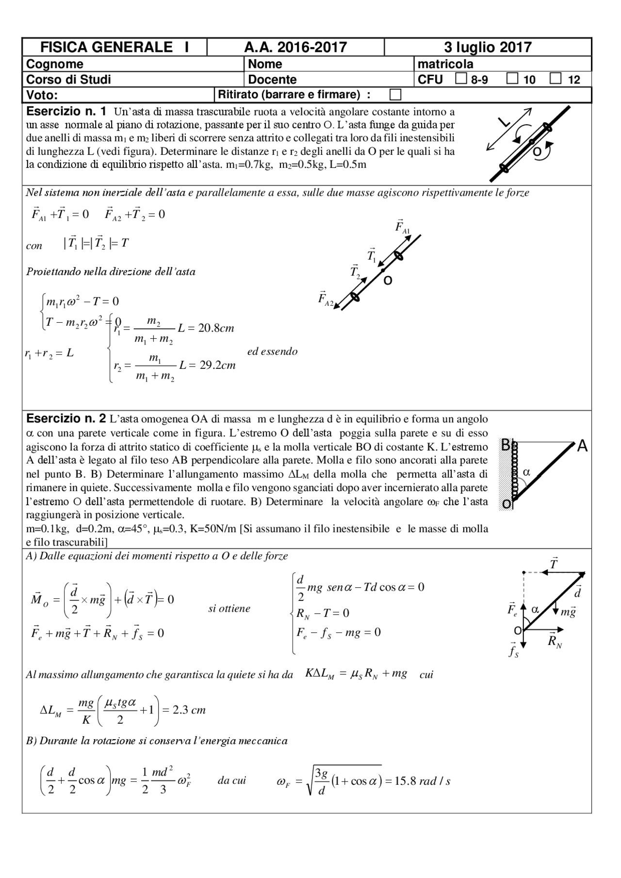 Esercizi di fisica sulla dinamica | Esercizi di Fisica | Docsity