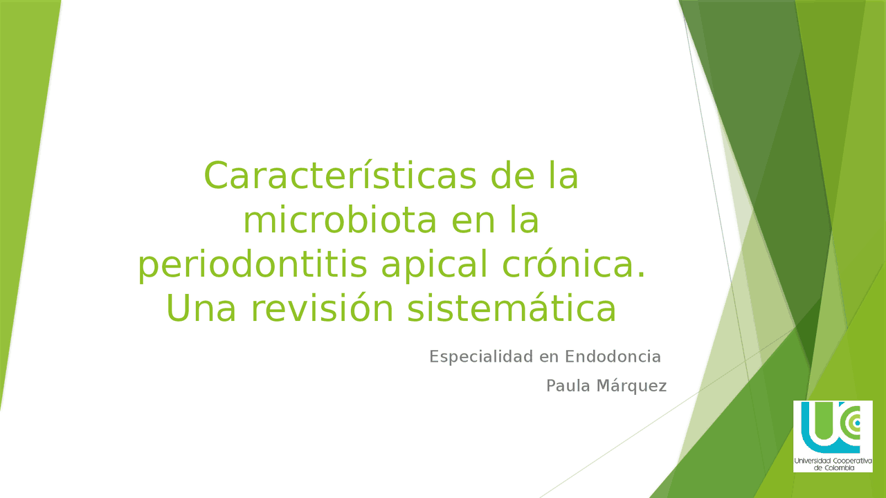 Microbiota en la periodontitis apical cronica. | Diapositivas de ...