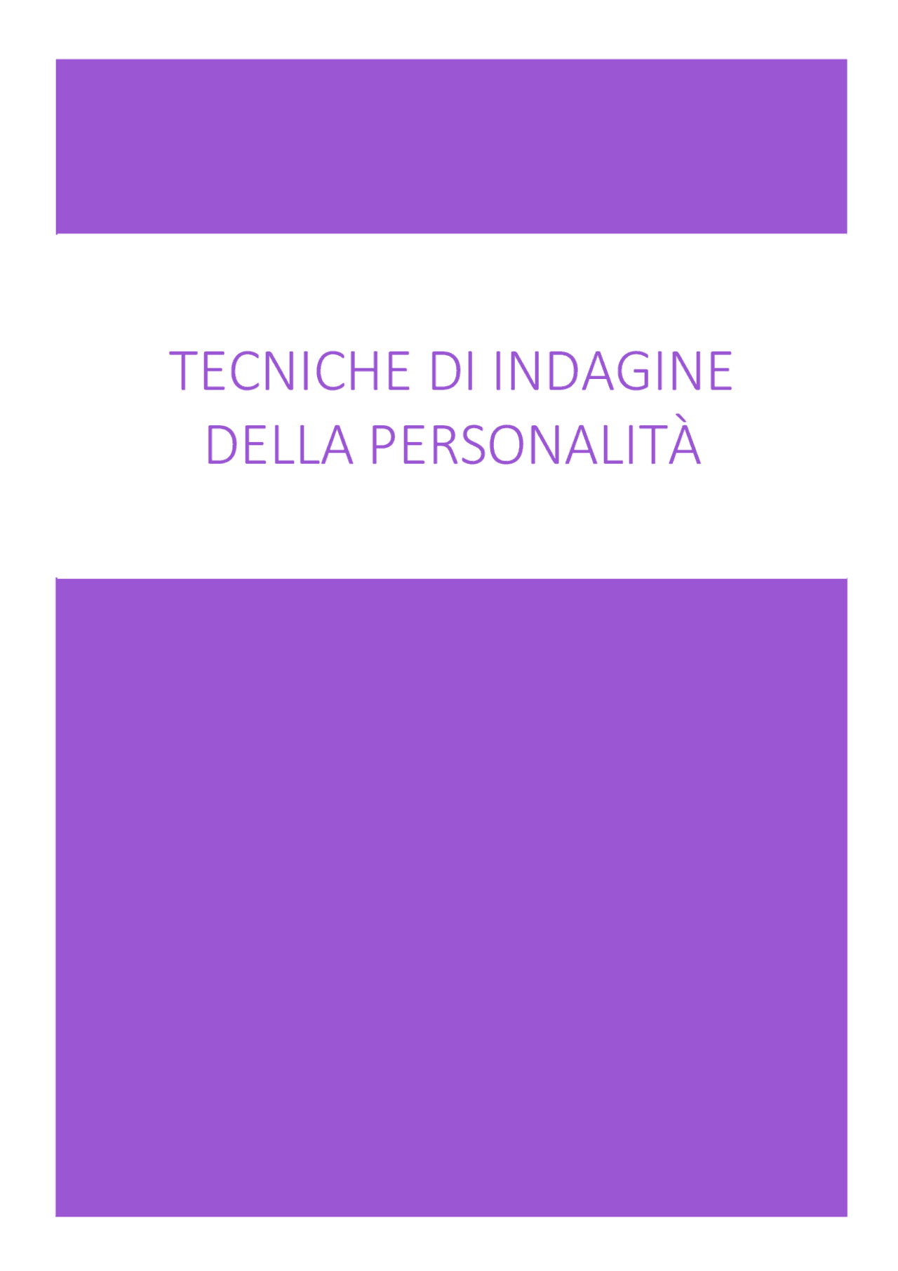 TECNICHE DI INDAGINE DELLA PERSONALITA' | Appunti di Psicologia della ...