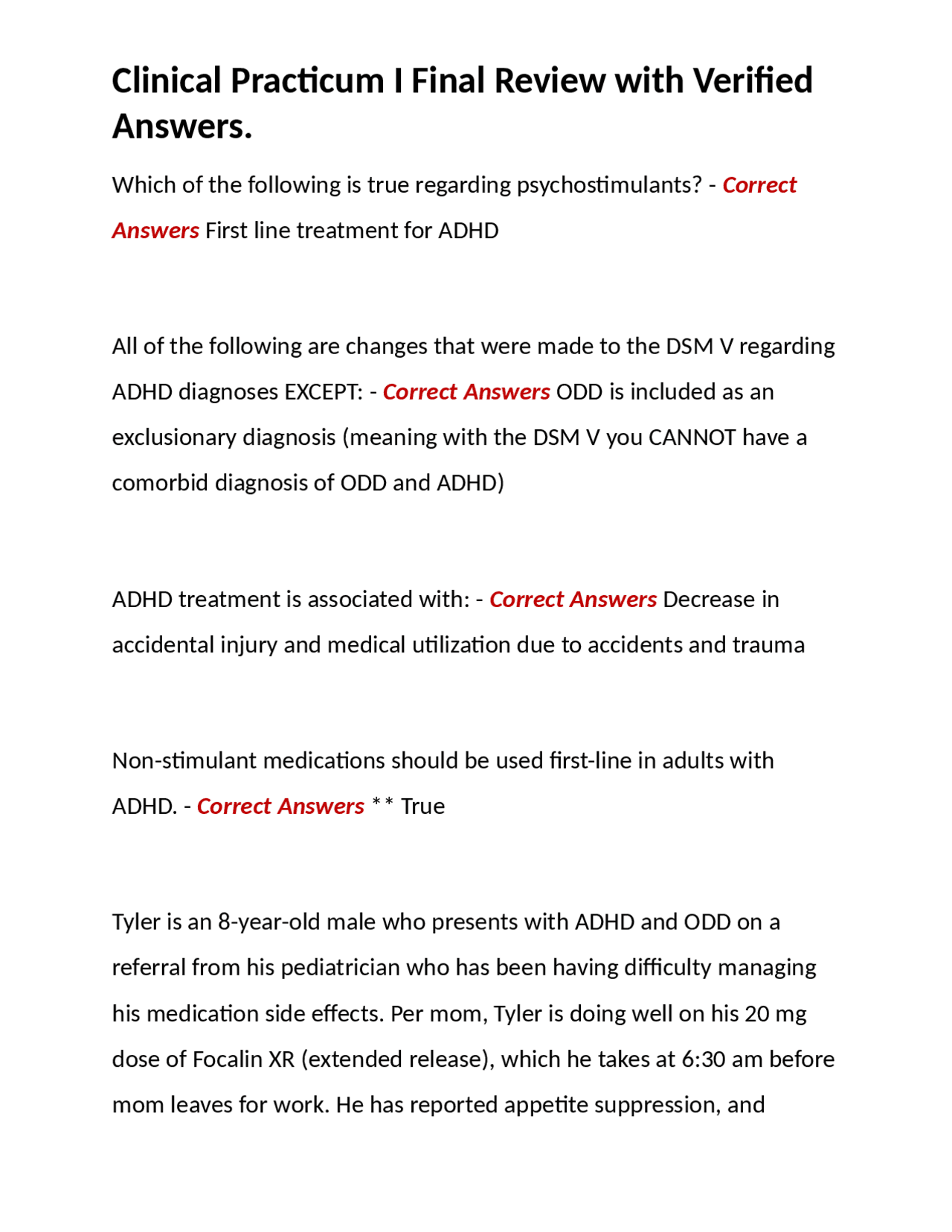 Clinical Practicum I Final Review with Verified Answers. | Exams ...