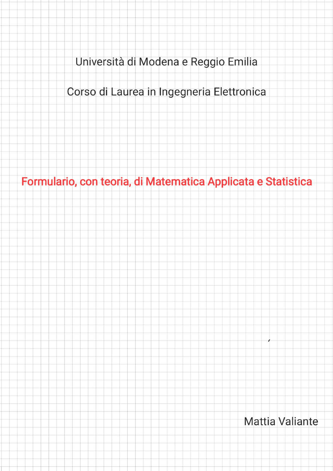 Formulario con teoria di Matematica Applicata e Statistica | Appunti di Matematica Applicata ...