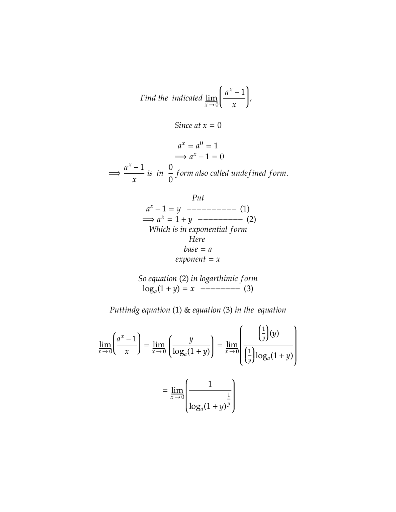 Derivative of functions involving 0/0 form | Exams Mathematics | Docsity