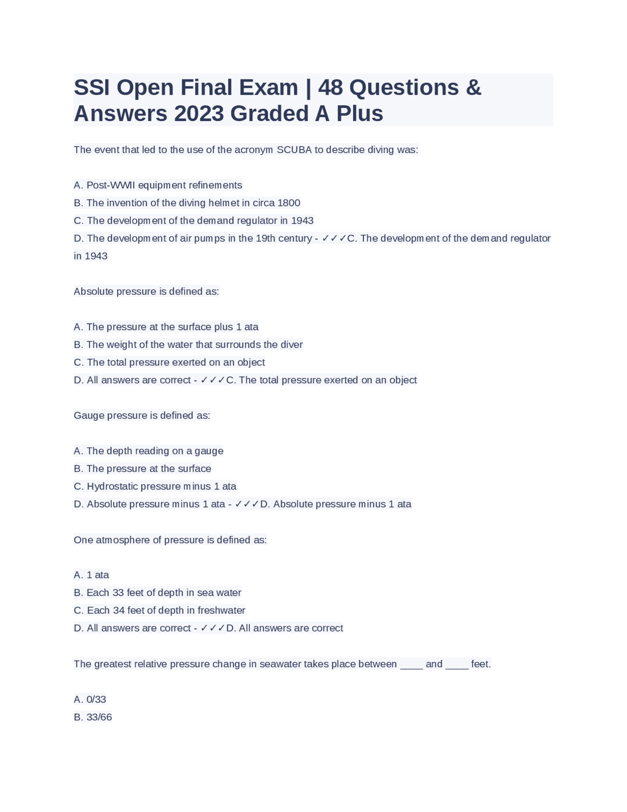 SSI Open Final Exam | 48 Questions & Answers 2023 Graded A Plus | Exams ...