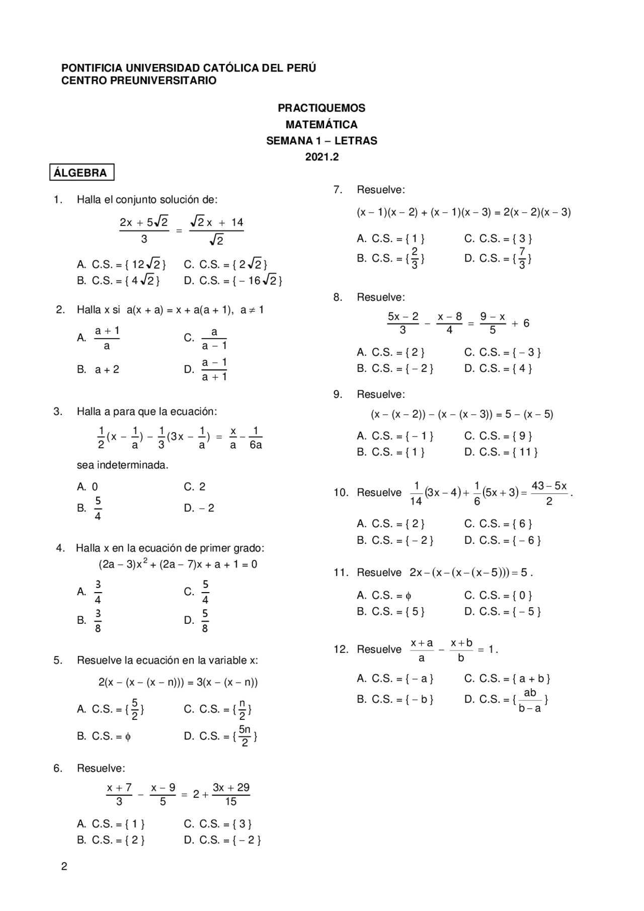 Practica matematicas | Ejercicios de Matemáticas | Docsity