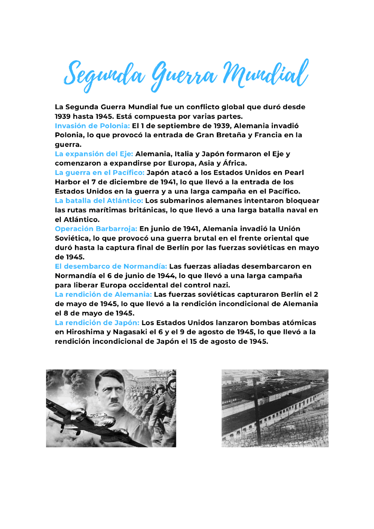 La Segunda Guerra Mundial (Historia) | Apuntes de Historia | Docsity