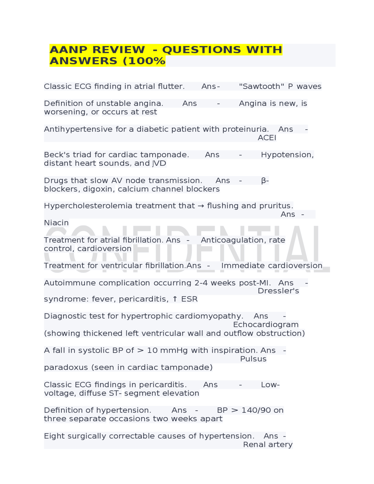 AANP REVIEW - QUESTIONS WITH ANSWERS (100% Verified) | Exams Health ...