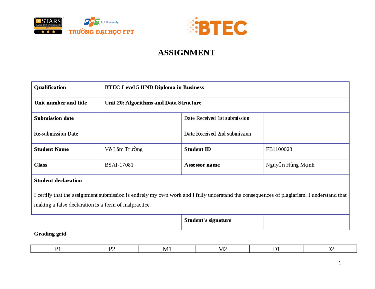 JAVA WEB 321 ASSIGNMENT 1 FRONT SHEET | Exercises Java Programming | Docsity
