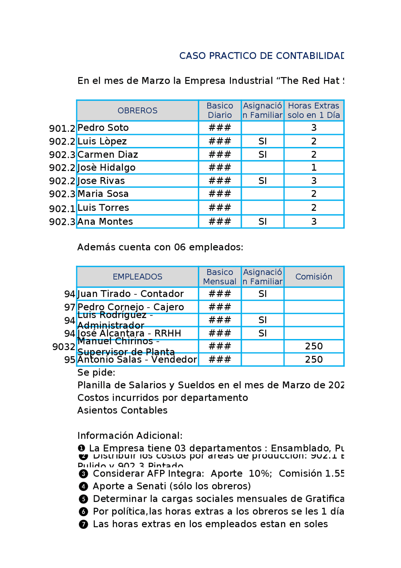 CASO PRACTICO DE CONTABILIDAD DE COSTOS | Ejercicios de Contabilidad | Docsity