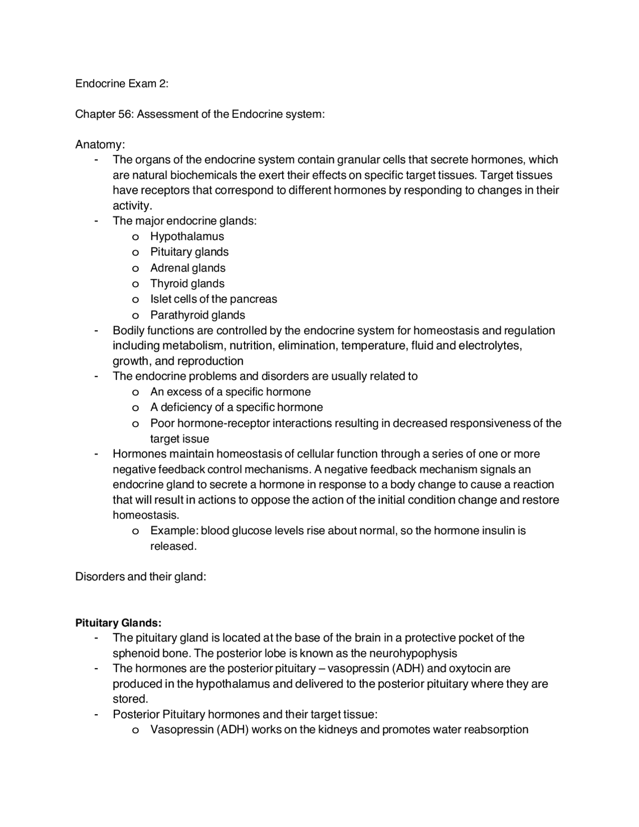 Endocrine study guide | Study notes Nursing | Docsity