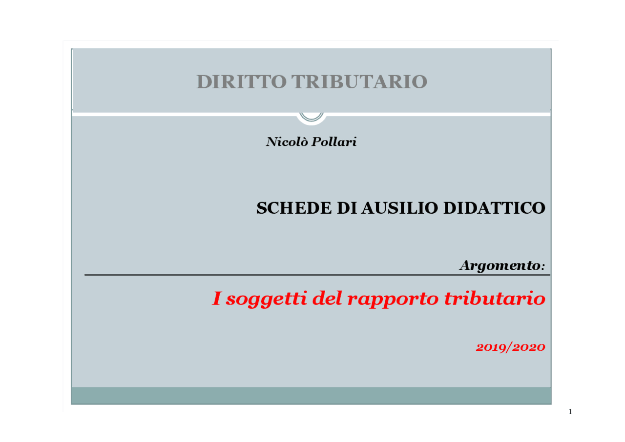 Soggetti Di Diritto Tributario Schemi E Mappe Concettuali Di Diritto