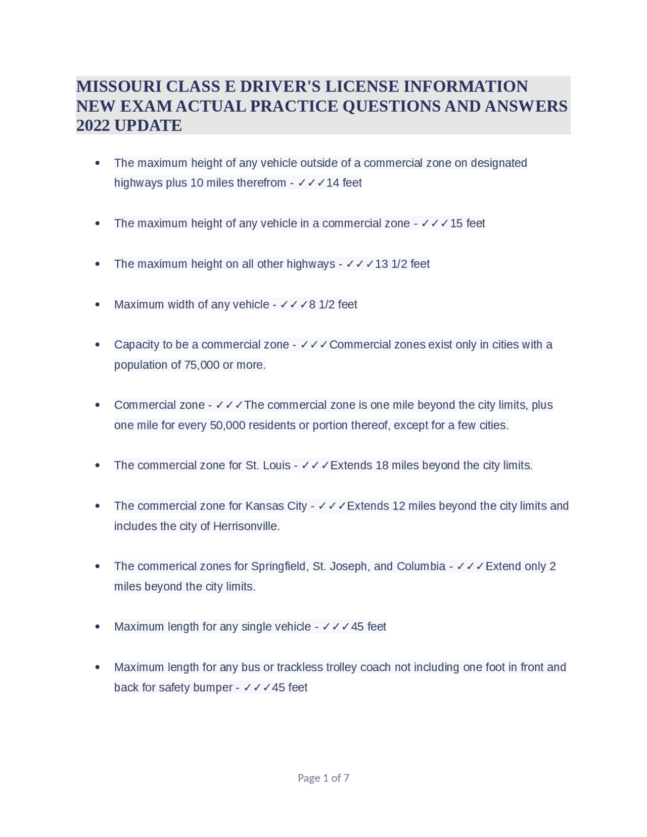 MISSOURI CLASS E DRIVER'S LICENSE INFORMATION NEW EXAM ACTUAL PRACTICE ...